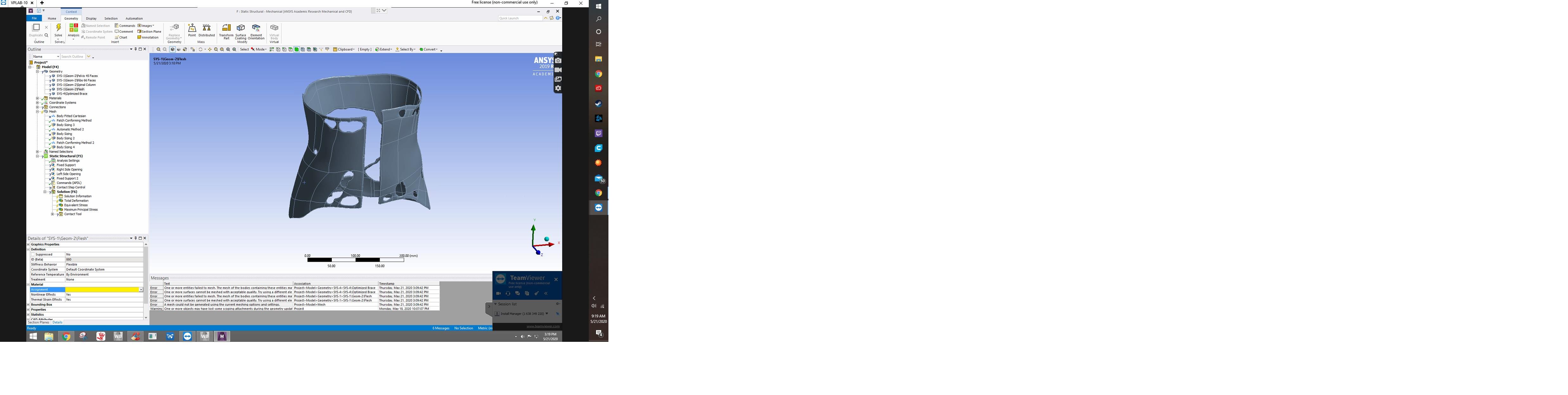 Meshing Error for a Component with Complex Geometry