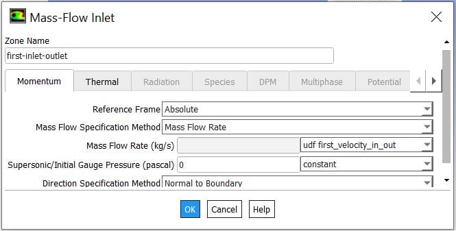 Mass Flow Inlet – How flow will go outside