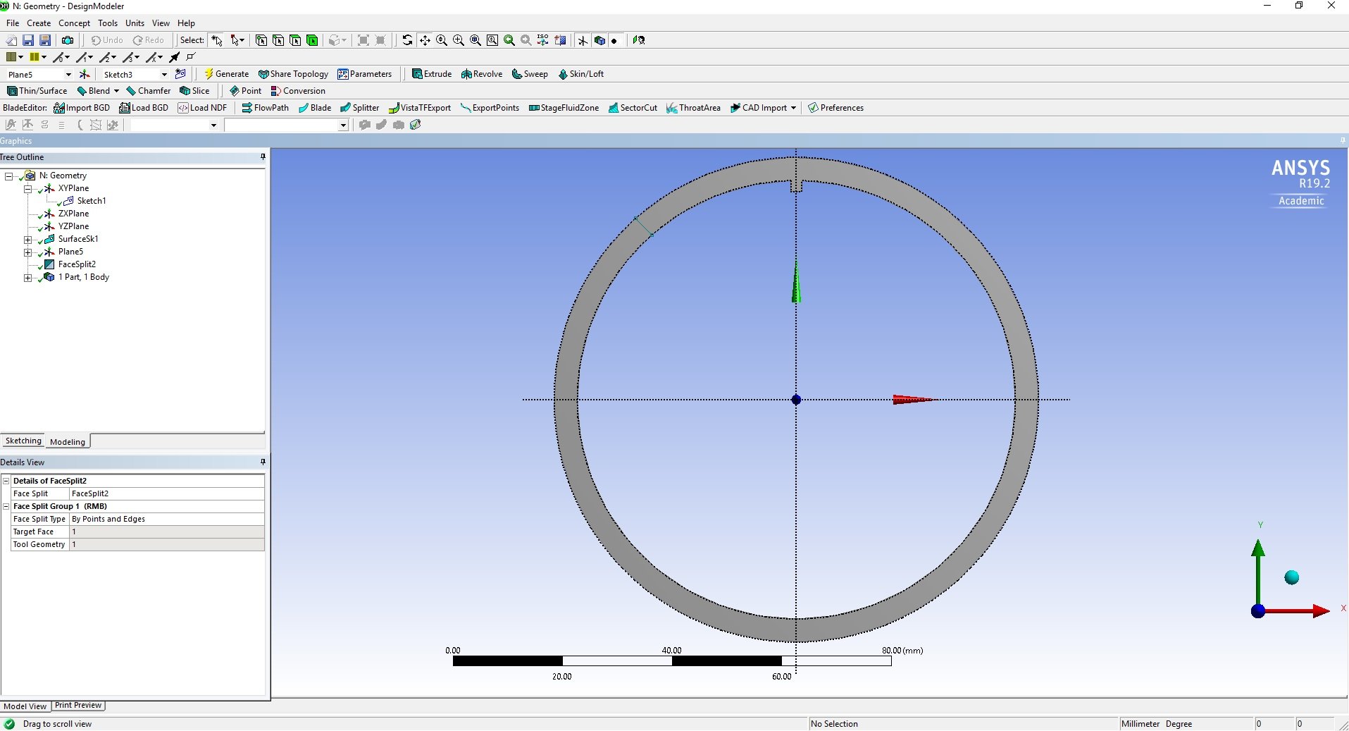 Face Split Circular Surface
