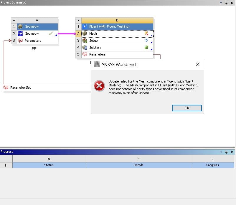 Fluent Meshing Error Update “the Mesh Component For Design Point 0 Does Not Contain All Entity 6616