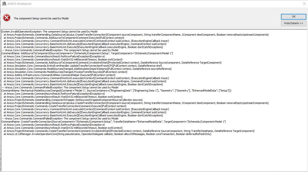 Trouble transferring ACP Setup into a Static Structural Analysis Model