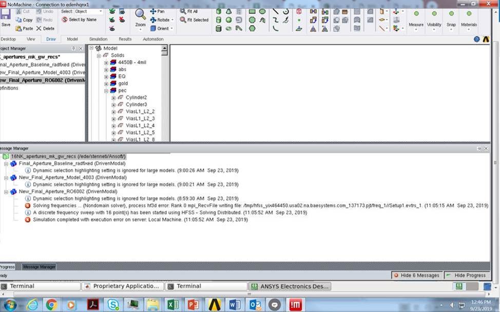 HFSS process hf3d error Rank 0