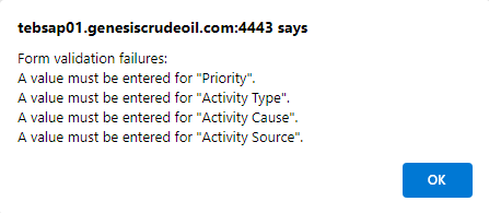How can we avoid validation failures during work order creation? — oracle-mosc