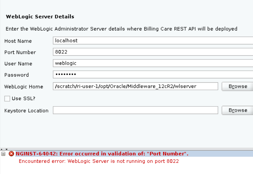 I get the error NGINST-64042: Error occurred in validation of: "Port ...