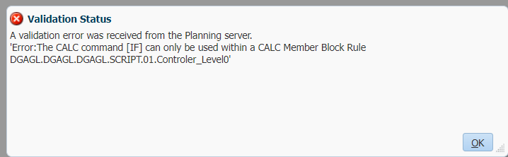 Error:The CALC command [IF] can only be used within a CALC Member Block Rule — oracle-mosc