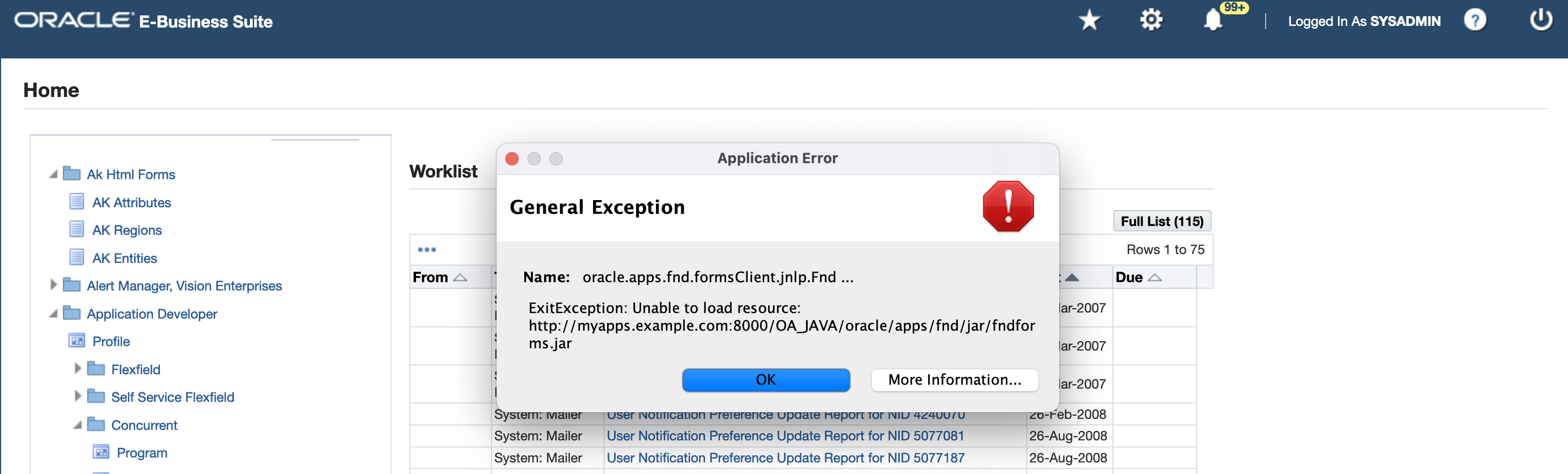 Unable to load resource error on opening Java forms on Mac M1 — oracle-mosc