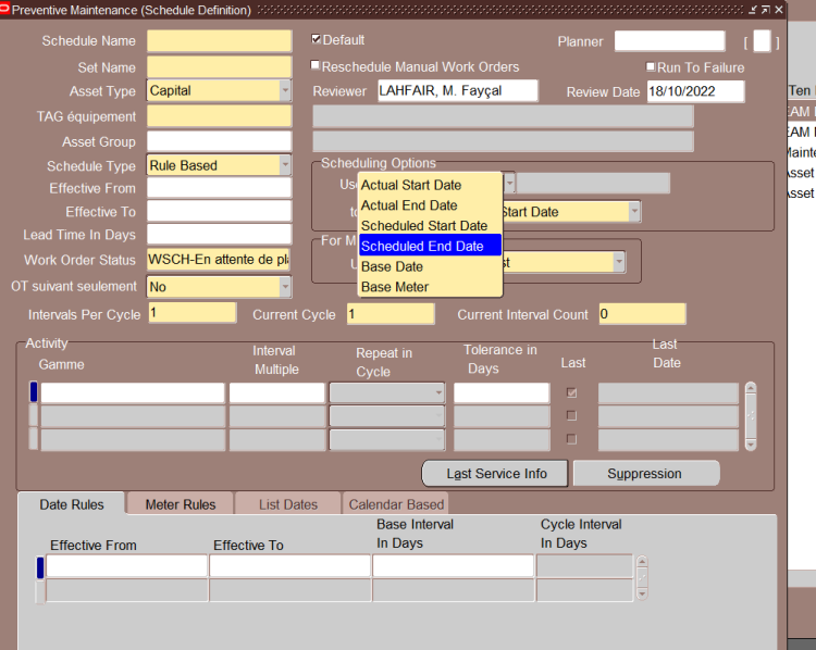 Scheduling option — oracle-mosc