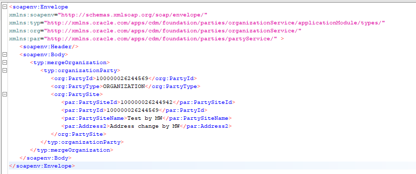 How to update address2 field in Party site using API — oracle-mosc