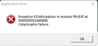 Can't Open Primavera Application Exception in module PM.EXE — oracle-mosc
