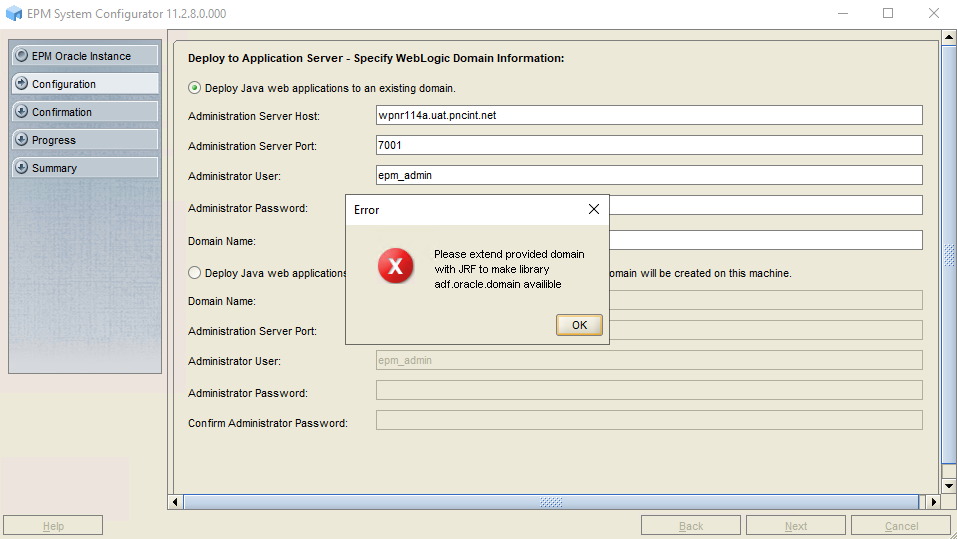 Error Please Extend Provided Domain With Jrf To Make Library Adforacledomain Available
