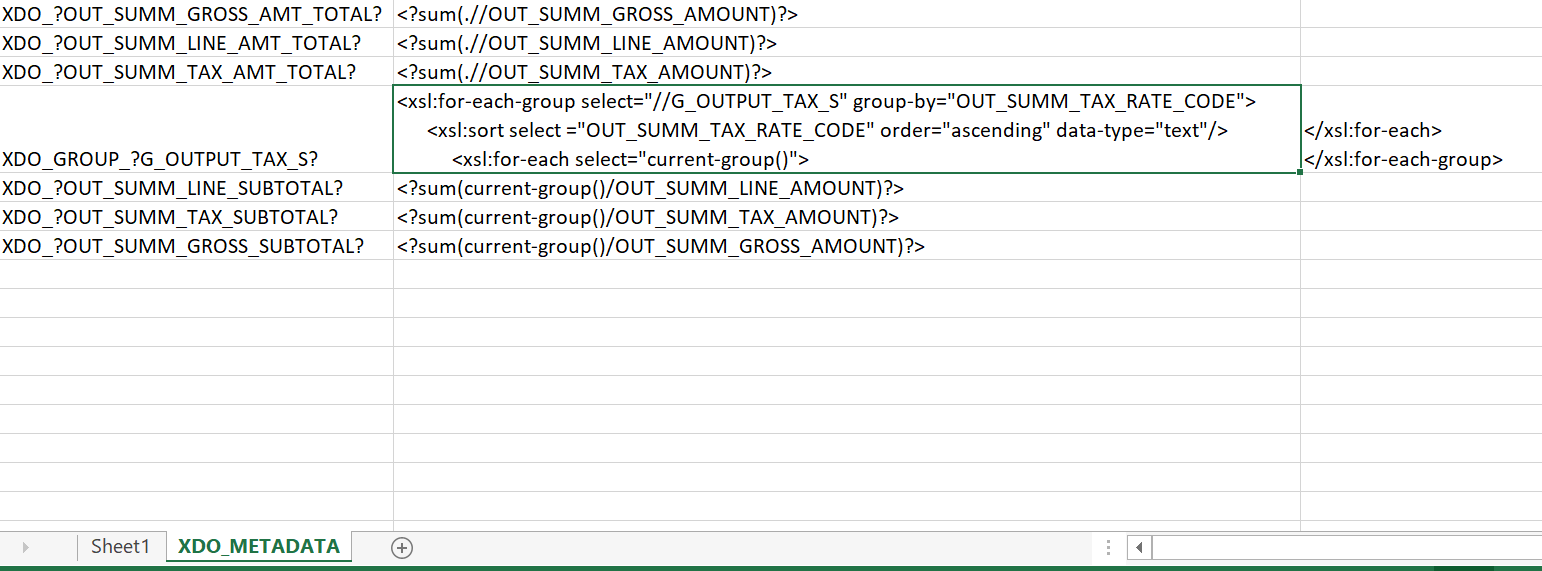 How To Get Subtotal Using Excel Template — Oracle Mosc