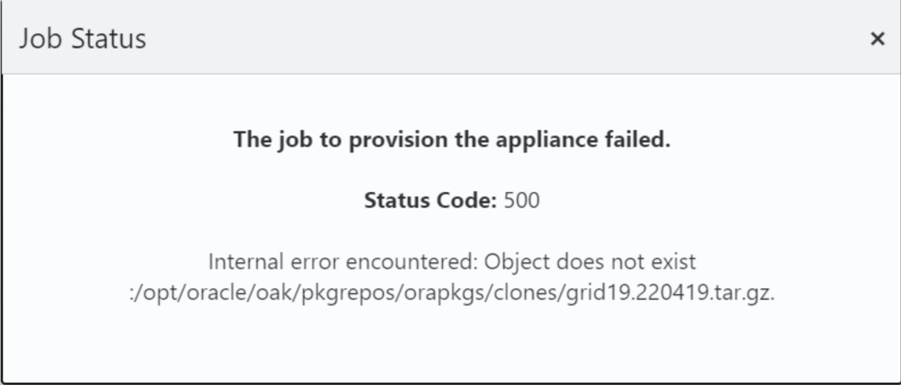 19.17 provisioning failed — oracle-mosc