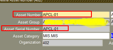 how to update the eam asset numbers from backend — oracle-mosc
