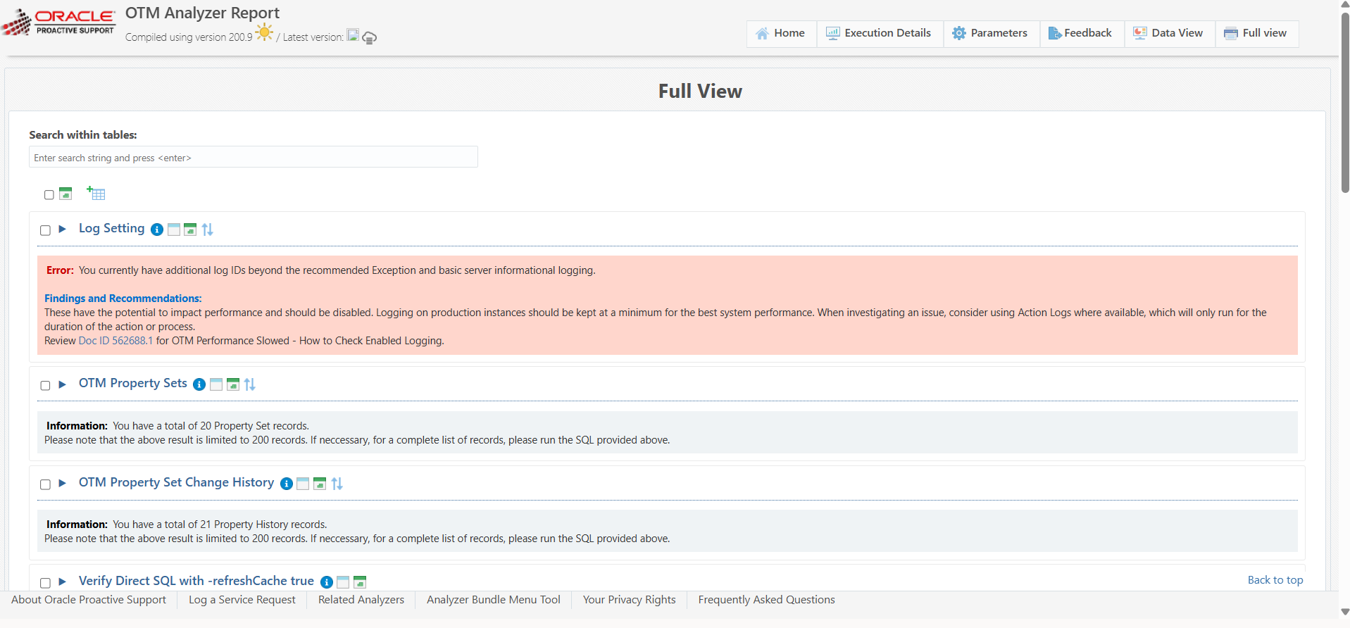 About the Vigency of the Analyzer Report Tool in OTM Cloud 25A and Newer Versions — oracle-mosc