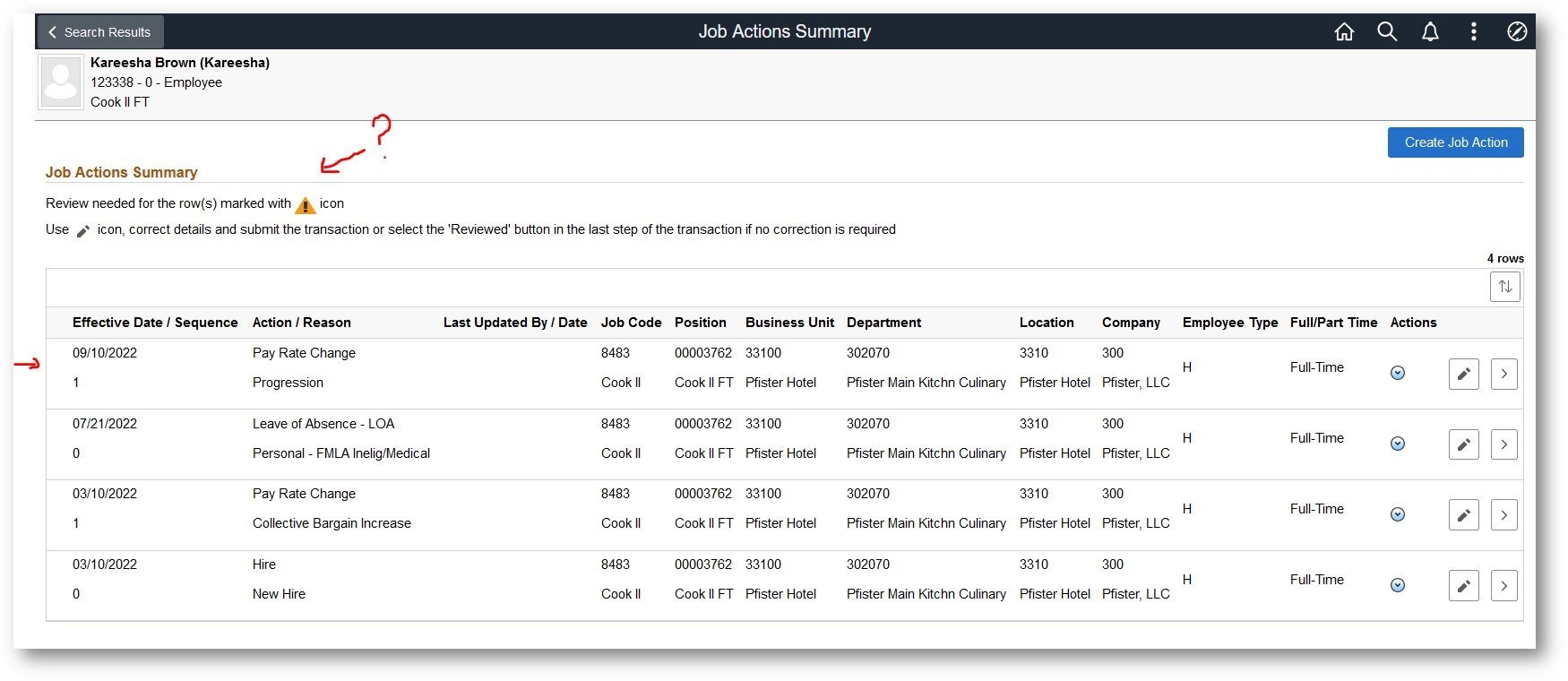 Fluid Job Data / Job Action Summary — oracle-mosc