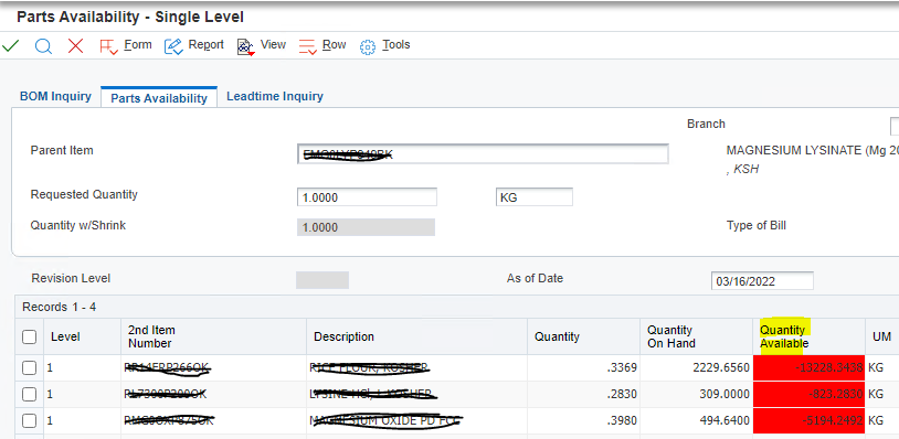 How is Quantity Available Field Calculated in P30200 Application ...