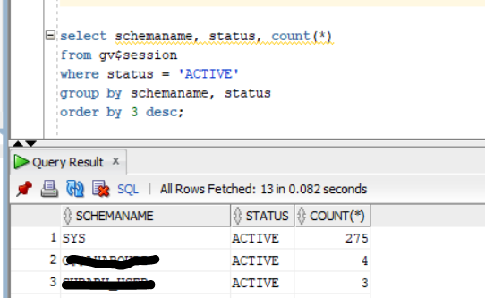 I'm getting lots of active sessions for SYS user, in RAC database — oracle-mosc
