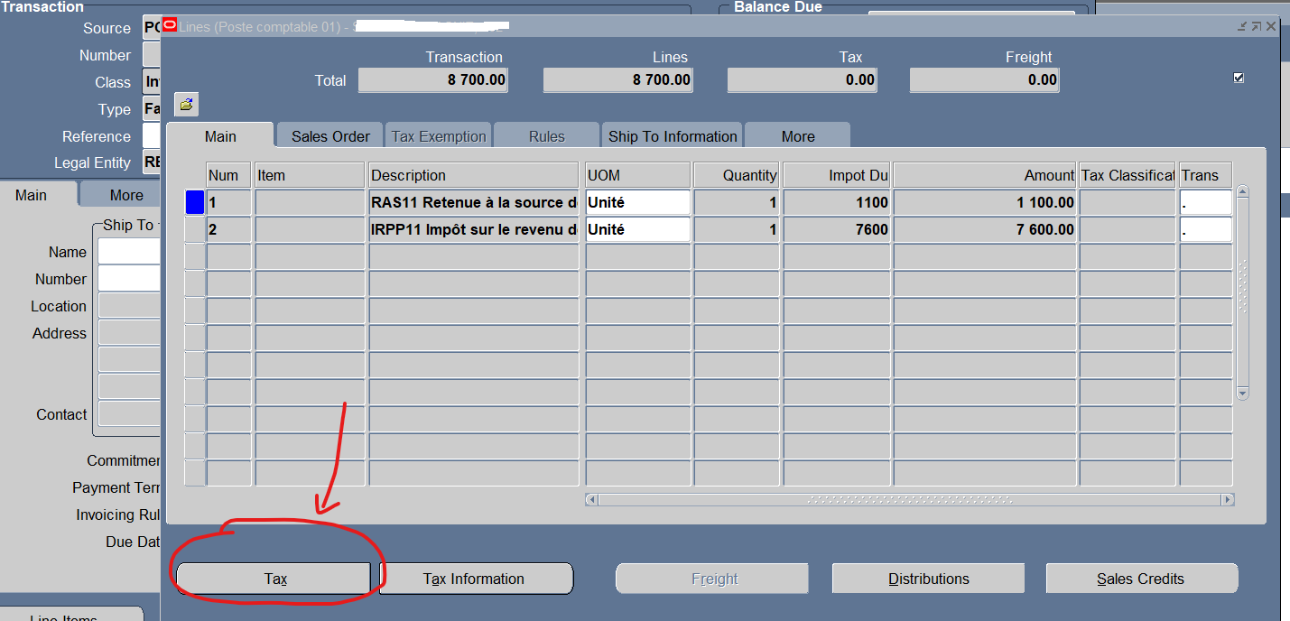 Need To Disable Tax Button At Ar Transaction Lines — Oracle Mosc