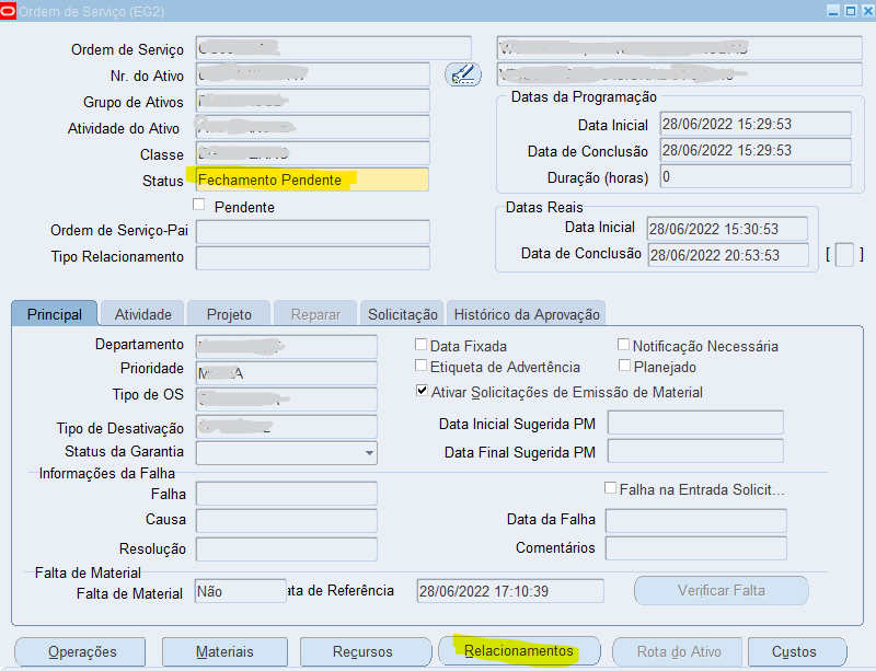 Erro Ao Clicar No Botão Relacionamento De Uma Ordem De Serviço Eam — Oracle Mosc