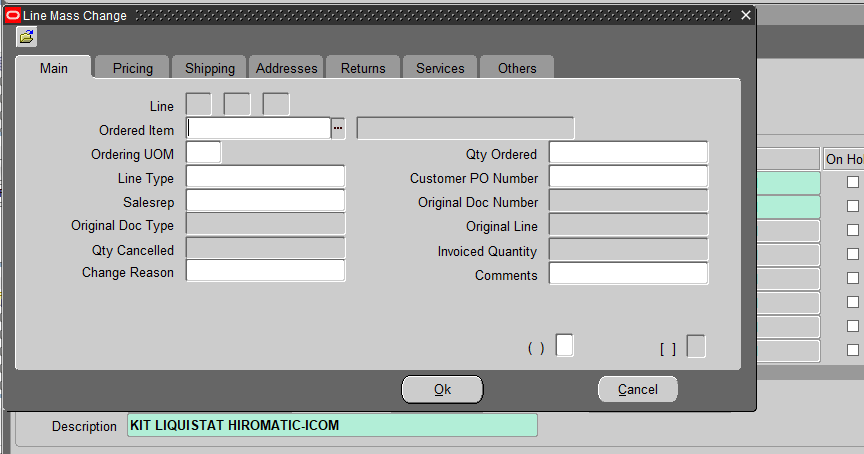 Need to capture OK button click using form personalization in Sales Order Line Mass Change Form ...