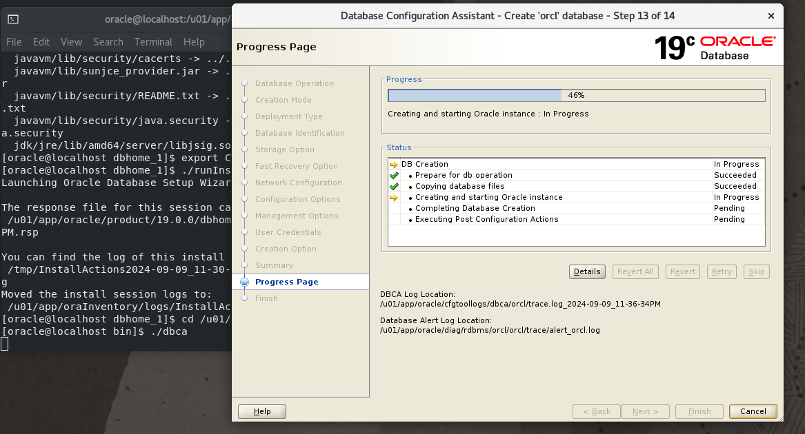 Create Dbca Stuck At 46 Create And Starting Oracle Instantce — Oracle Mosc