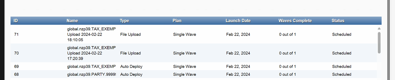 MNT FILES uploaded in XADMIN is in scheduled state — oracle-mosc