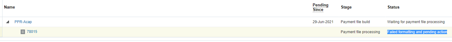 Payment file processing status Failed formatting and pending action — oracle-mosc
