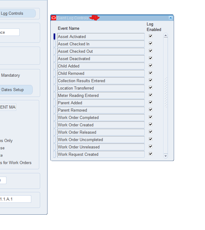 Event Control logs in EAM Parameters — oracle-mosc