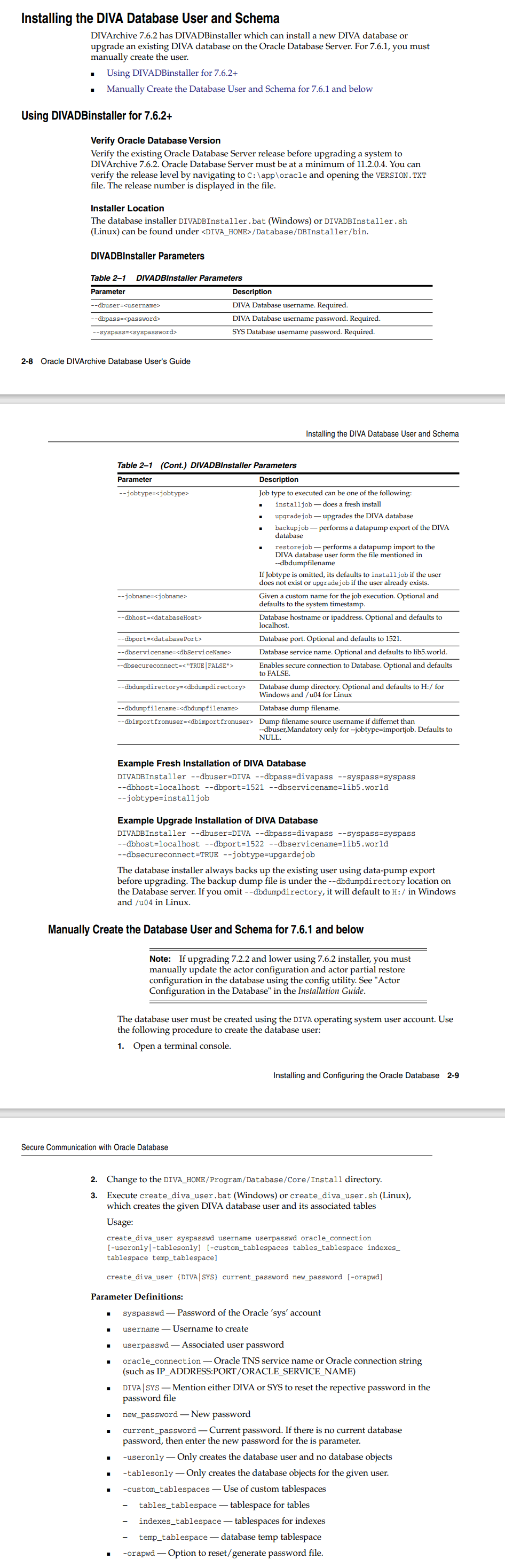 Errors occured while Installing the DIVA Database User and Schema — oracle-mosc