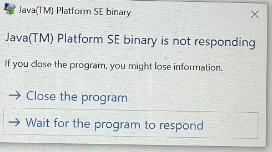 Java (TM) Plaform SE binary is not responding — oracle-mosc