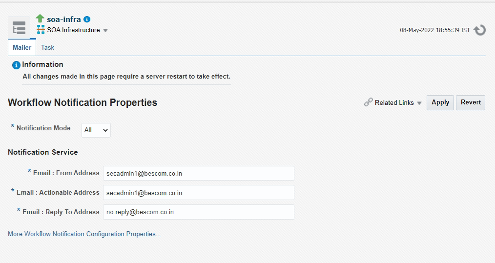 While doing reset password from OIM Identity console the Email Notification is not getting sent ...