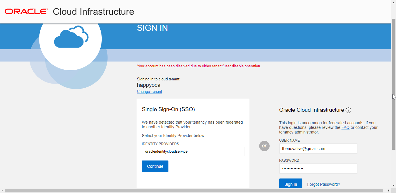 I cannot enter my personal account. — oracle-mosc