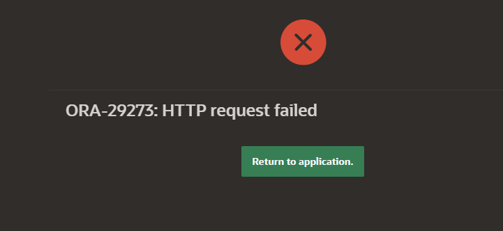 Ora 29273 Request Failed — Oracle Mosc