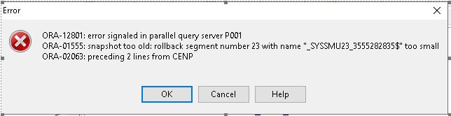 Query Throwing Error: ORA-12801: error signaled in parallel query server P002 — oracle-mosc