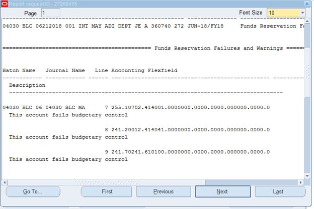 Journal Import (Error 12 - Fails Budgetary Control - Funds Reservation) — oracle-mosc