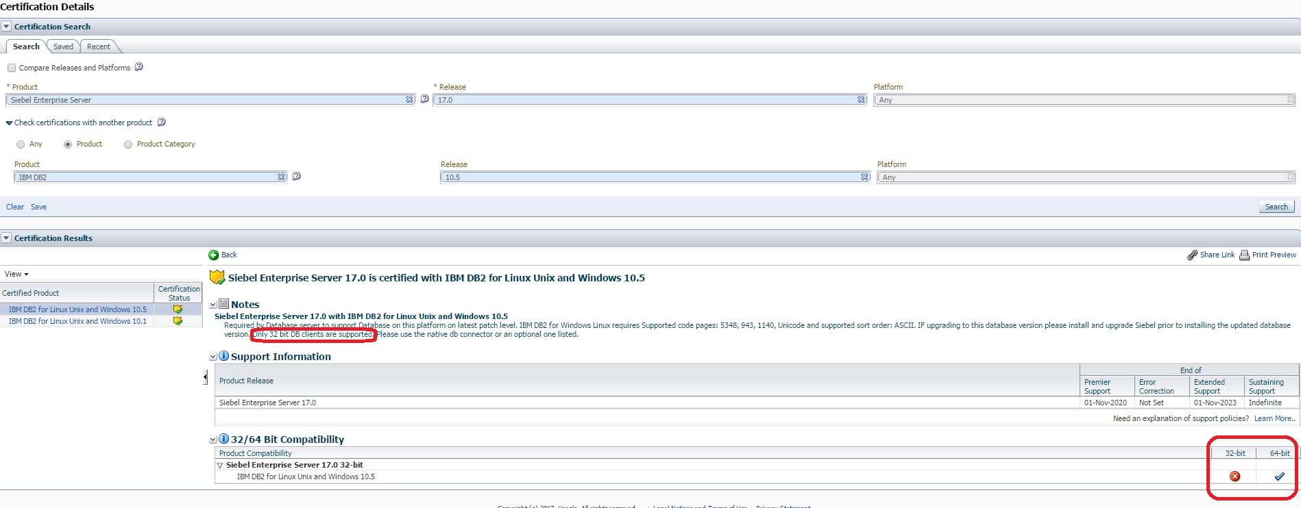 Siebel IP17 - Certification — oracle-mosc
