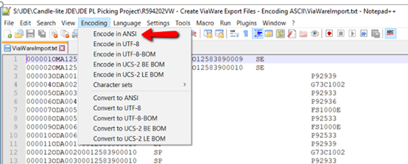 Encoding A Text File From A Table Conversion In Ansi Format — Oracle Mosc 0744