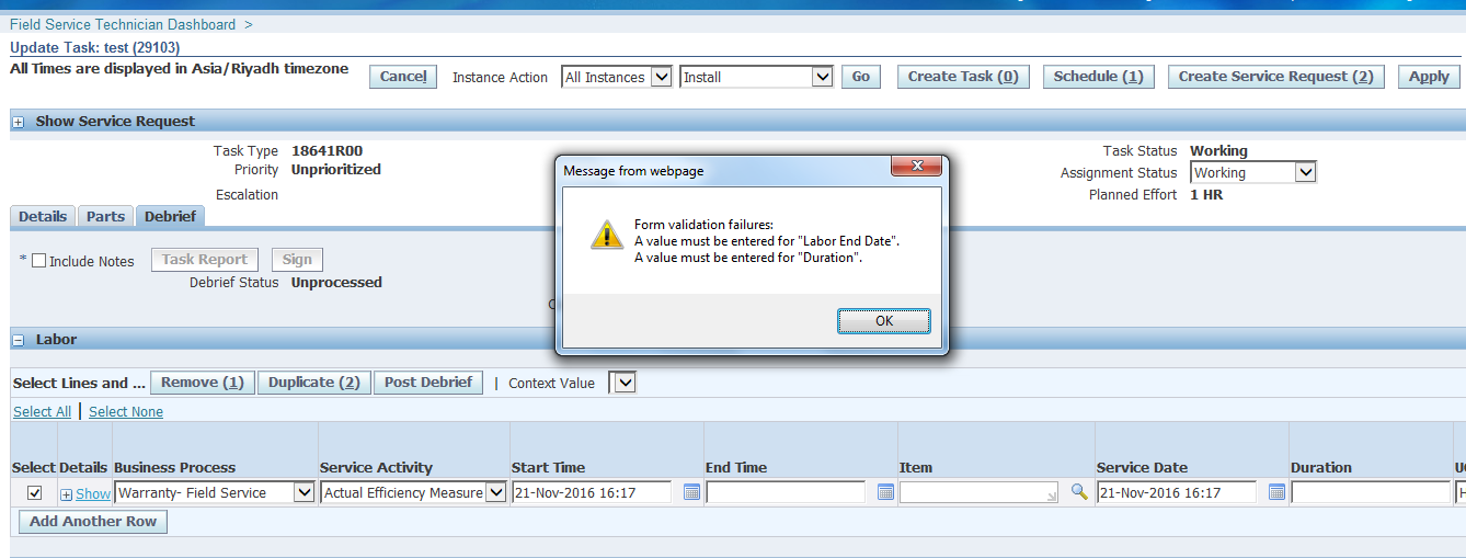 Debrief End Date - Blank — oracle-mosc