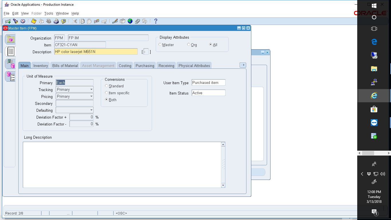 Inventory Item Is Not Showing In Requisition Form For Selection — Oracle Mosc