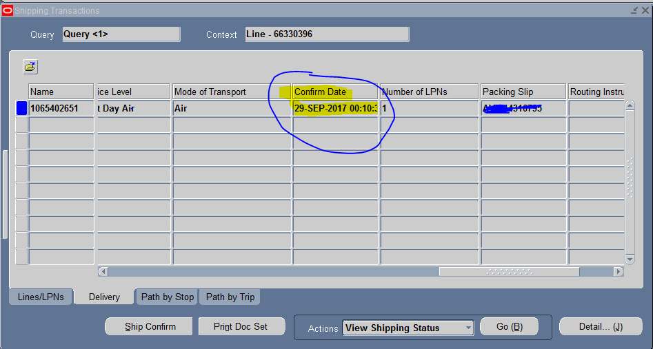 What is Confirm Date in Shipping? — oracle-mosc