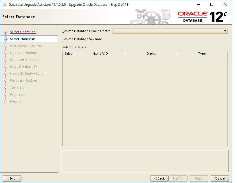 DBUA for 12c upgrade not showing source database details. — oracle-mosc