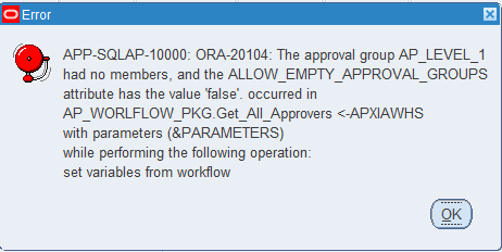 Error while checking Approval history — oracle-mosc