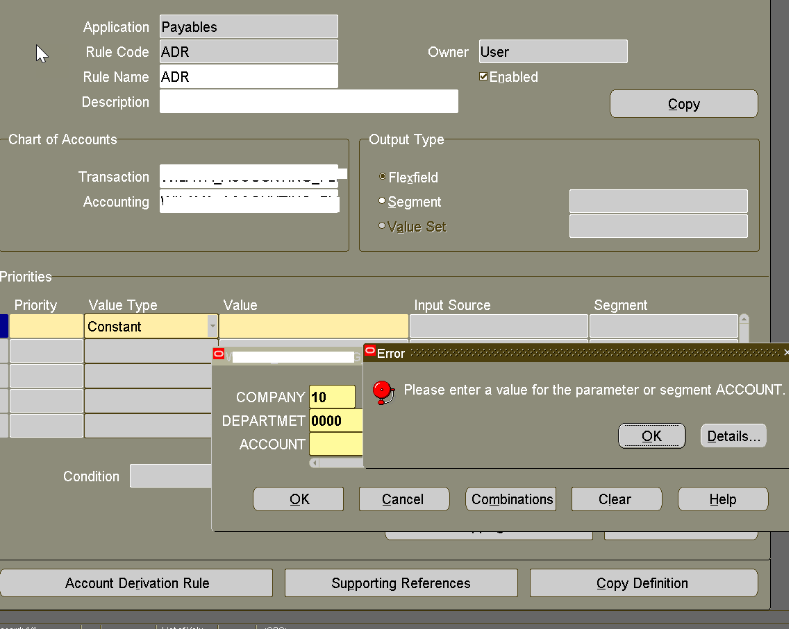 Account Derivation Rule with constant and variable segment values EBS R12 — oracle-mosc