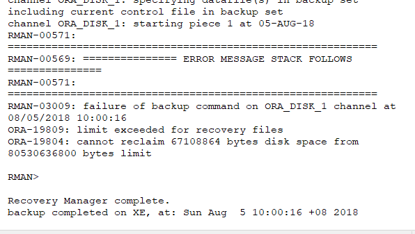 Ora 19804 Cannot Reclaim N Bytes Disk Space From M Bytes Limit — Oracle Mosc 