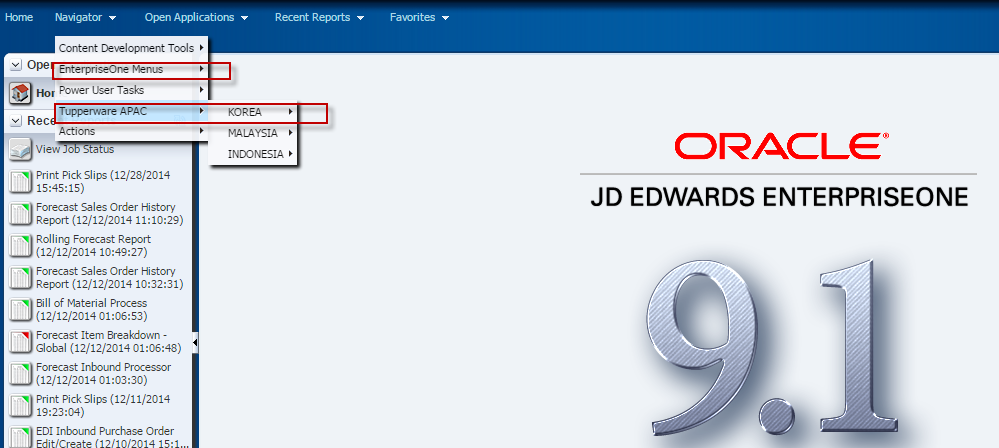 how to create new menu from Enterprise One Menus — oracle-mosc