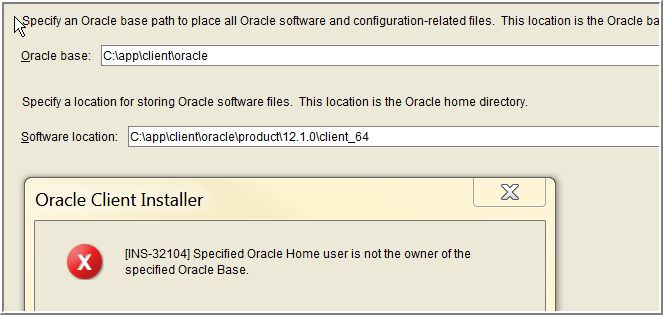 installing 12.1 client - INS-32104 — oracle-mosc