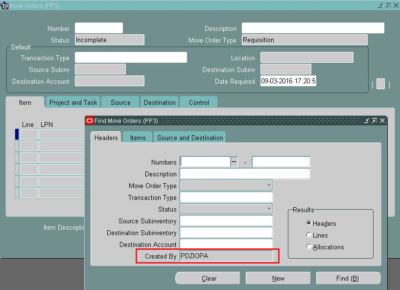 How to find move orders by creator name — oracle-mosc