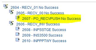 Job RECV_01: PO_RECVPUSH failed but RECV_INV succeeded — oracle-mosc