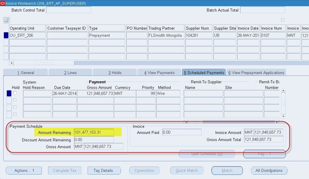 After the all payment is voided for prepayment invoice, the amount remaining is not matched with ...