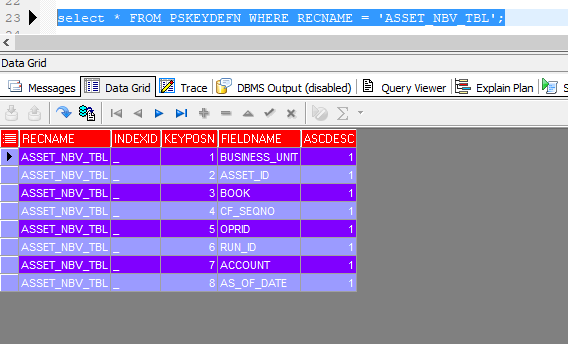 The Record Key property is showing as Not used — oracle-mosc